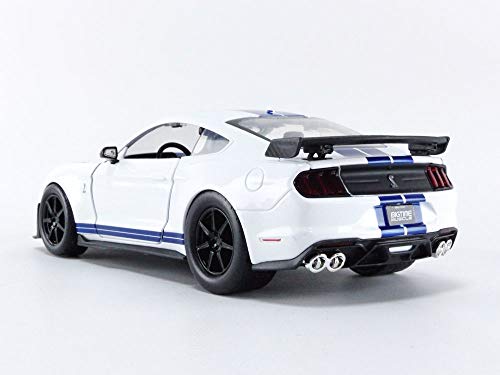 Jada Toys Bigtime Muscle 1:24 2020 Ford Mustang Shelby GT500 Die-cast Car Blue White Stripes, Toys for Kids and Adults