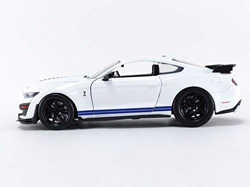 Jada Toys Bigtime Muscle 1:24 2020 Ford Mustang Shelby GT500 Die-cast Car Blue White Stripes, Toys for Kids and Adults