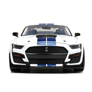 Jada Toys Bigtime Muscle 1:24 2020 Ford Mustang Shelby GT500 Die-cast Car Blue White Stripes, Toys for Kids and Adults