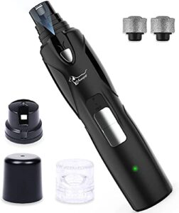 dog nail grinder with light & 2 wheels, low noise more powerful dog nail clipper, electric pet nail trimmer file, painless paw claw care, quiet usb rechargeable grooming tool for l/m/s dog/cat/bird