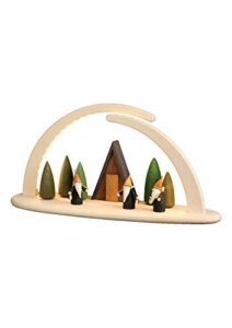 seiffener volkskunst german candle arch led, length 42 cm / 17 inch, natural, electrically illuminated, original erzgebirge