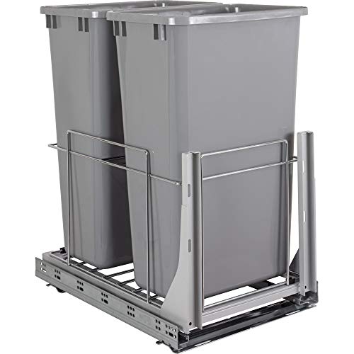 Wire Double 50qt Trashcan Pullout with Soft-Close Slides