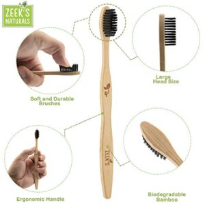 Zeek's Naturals LLC Biodegradable Eco-Friendly Natural Bamboo Charcoal Toothbrushes - Pack of 12 - Numbered - Charcoal Infused Bristles (12)