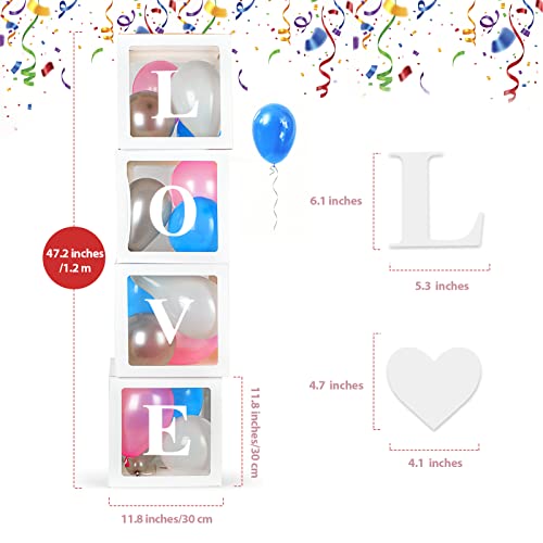 Mocoosy Baby Shower Boxes with Letters Custom for Party Decoration, 71pcs Clear Balloon Boxes for Boys and Girls Birthday, Transparent Baby Block Boxes for Gender Reveal Photo Booth Props