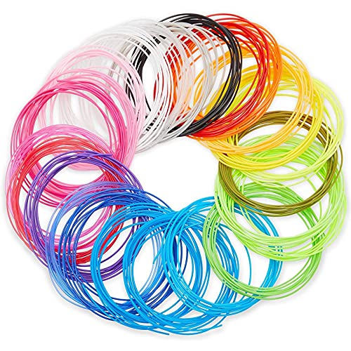 1.75mm PLA 3D Pen Filament Refills, Dimensional Accuracy +/- 0.03mm (24 Colors, 10ft/Color, 240 Ft)