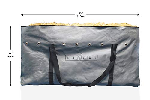 CIRAVI Hay Bale Storage Bag - Extra Large Tote - Heavy Duty - Foldable and Ventilated with Waterproof Lining - For 2 String Bale of Hay - 18" x 22" x 43" Complete with Bucket Strap