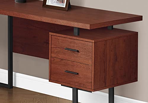 Monarch Specialties I 7611 Computer Desk, Home Office, Corner, Left, Right Set-up, Storage Drawers, 70" L, L Shape, Work, Laptop, Metal, Laminate, Brown, Black