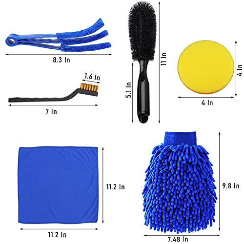 Jaronx 15 PCS Car Detailing Brush Set, Exterior Interior Car Detail Kit Auto Cleaning Brush for Wheels,Leather(Detail Brushes, Wheel Brush, Wash Mitt,Vent Brush,Wax Applicator Pads,Towels,Wire Brushs)