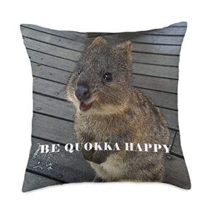 sword-snobby cute quokka throw pillow, 18x18, multicolor