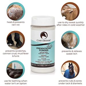 COAT DEFENSE Daily Preventative Powder for Horses - Safe & Effective Equine Skin Conditioner Sweet Itch, Skin Funk, & Rain Rot - Dry Horse Shampoo, 16 oz Formula with All Natural Ingredients