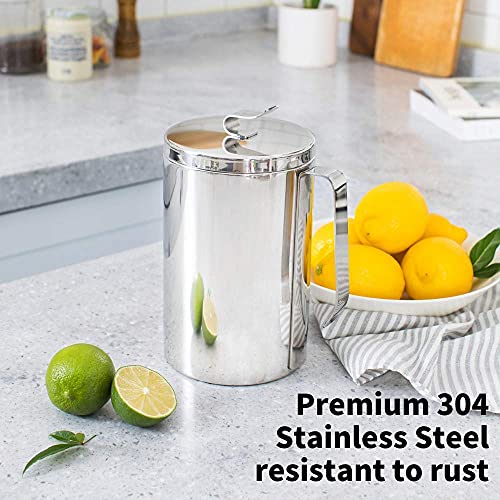 JOE&LEAH Kitchen Stainless Steel Compost Bin (0.52 Gallon) - Premium 304 Rust-Resistant Composter countertop bin with Metal lid Bucket Pail Indoor Outdoor Table Food Waste Scrap Mini Small Large Bag