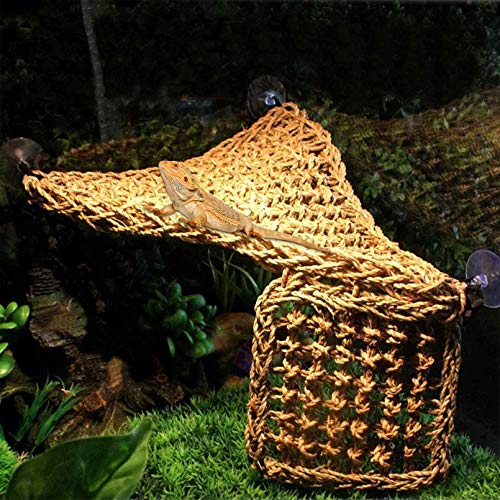 PINVNBY Bearded Dragon Hammock Lizard Natural Seagrass Habitat Reptile Tank Accessories Jungle Climber Vines Flexible Leaves Decor for Climbing Chameleon Hermit Crabs Gecko Snakes