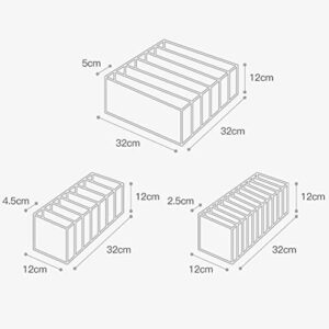 JIDOANCK Underwear Storage Organizer Drawer,6/7/11 Grids Underwear Socks Bra Separator Storage Box Wardrobe Drawer Organizer Grey 11 Grids