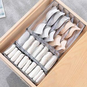 JIDOANCK Underwear Storage Organizer Drawer,6/7/11 Grids Underwear Socks Bra Separator Storage Box Wardrobe Drawer Organizer Grey 11 Grids