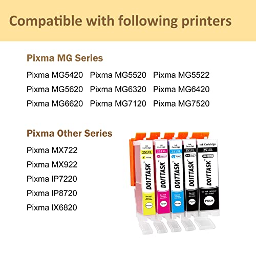 Mayway Ink Cartridge for PGI-250XL CLI-251XL PGI 250XL CLI 251 XL for C a K ee Printer, Work with PIXMA MX922 MX722 MG5520 MG5620 IP7220 IP8720 (5-Pack)