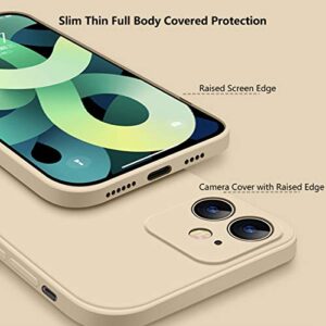 Liquid Silicone Case Compatible with iPhone 12 6.1 Inch, Anti Scratch & Fingerprint, Microfiber Lining Shockproof Full Body Covered Slim Soft Gel Rubber Enhanced Camera & Screen Drop Protection, Khaki