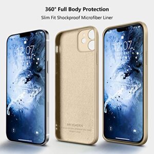 Liquid Silicone Case Compatible with iPhone 12 6.1 Inch, Anti Scratch & Fingerprint, Microfiber Lining Shockproof Full Body Covered Slim Soft Gel Rubber Enhanced Camera & Screen Drop Protection, Khaki