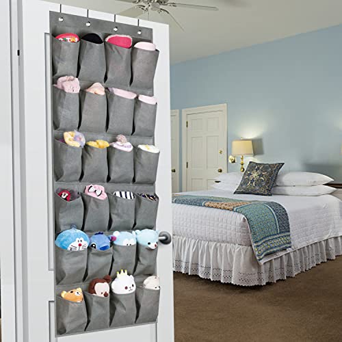 KEETDY 24 Large Over the Door Shoe Rack Hanging Shoe Organizer for Closet for Men Sneakers, Women High Heels, Grey