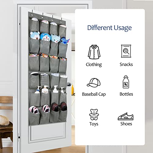 KEETDY 24 Large Over the Door Shoe Rack Hanging Shoe Organizer for Closet for Men Sneakers, Women High Heels, Grey