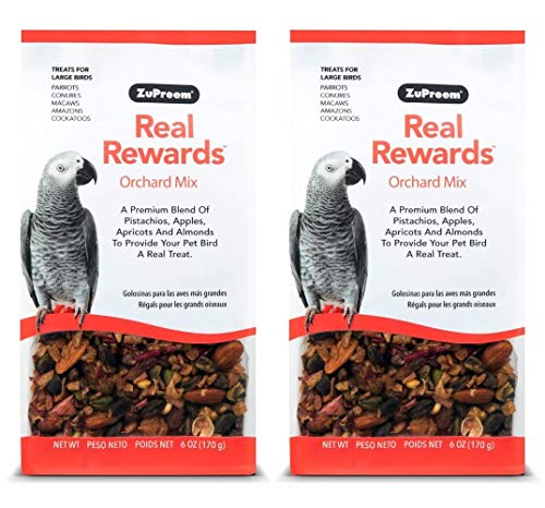 ZuPreem 2 Pack of Real Rewards Orchard Mix Treats for Large Birds, 6 Ounces Each