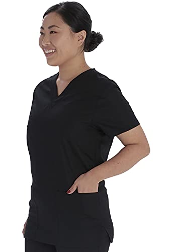 Vital Threads Men and Women Scrubs Set V-Neck Top & Drawstring Pant, VT509C, M, Black