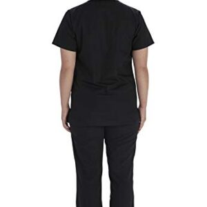 Vital Threads Men and Women Scrubs Set V-Neck Top & Drawstring Pant, VT509C, M, Black