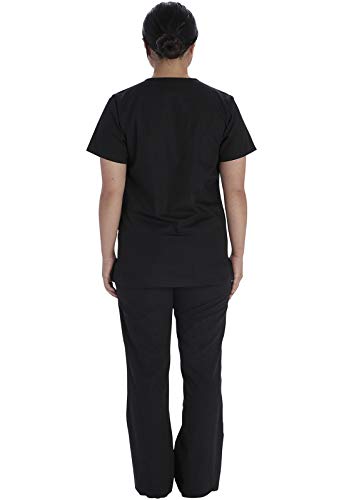 Vital Threads Men and Women Scrubs Set V-Neck Top & Drawstring Pant, VT509C, M, Black