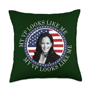 vice president kamala harris apparel my vp looks like me first woman vice president kamala harris throw pillow, 18x18, multicolor