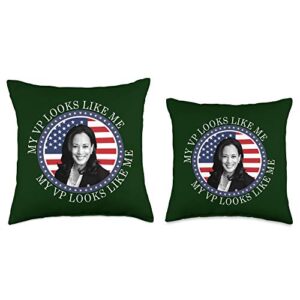 Vice President Kamala Harris Apparel My VP Looks Like Me First Woman Vice President Kamala Harris Throw Pillow, 18x18, Multicolor