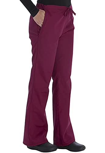 Vital Threads Womens Scrubs Set V-Neck Top & Drawstring Pant, VT513C, S, Wine