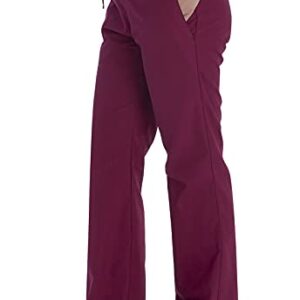 Vital Threads Womens Scrubs Set V-Neck Top & Drawstring Pant, VT513C, S, Wine