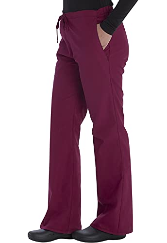 Vital Threads Womens Scrubs Set V-Neck Top & Drawstring Pant, VT513C, S, Wine