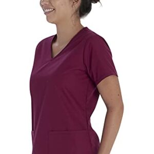 Vital Threads Womens Scrubs Set V-Neck Top & Drawstring Pant, VT513C, S, Wine