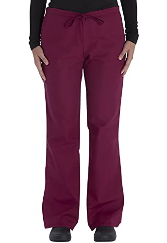 Vital Threads Womens Scrubs Set V-Neck Top & Drawstring Pant, VT513C, S, Wine