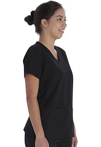 Vital Threads Womens Scrubs Set V-Neck Top & Drawstring Pant, VT514C, S, Black