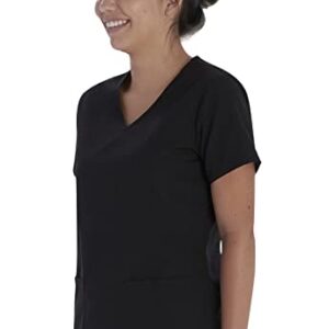 Vital Threads Womens Scrubs Set V-Neck Top & Drawstring Pant, VT514C, S, Black