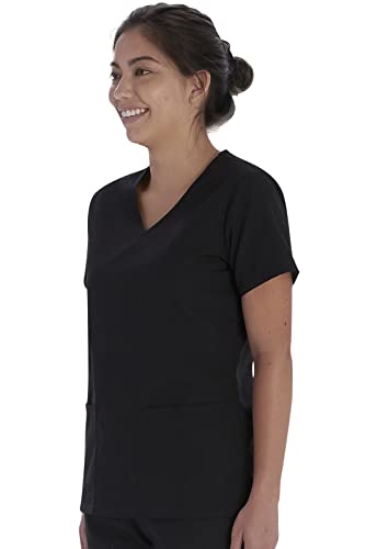 Vital Threads Womens Scrubs Set V-Neck Top & Drawstring Pant, VT514C, S, Black