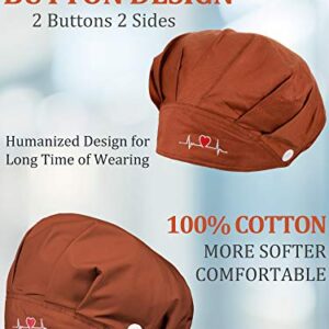 6 Pieces Bouffant Cap with Buttons Adjustable Elastic Head Wrap Covers with Sweatband for Women Men, One Size (Fresh Colors)