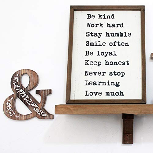 Wartter Decorative Wooden Ampersand Wall Décor, FreeStanding Monogram "&"Wood Sign Rustic Brown