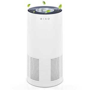 miko air purifier for home large room 970 sqft | h13 true hepa with pm2.5 sensor, auto function, 4 fan speeds & sleep mode- removes up to 99.97% of allergies, asthma, smoke, dust, pollen, for home