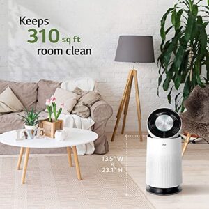 LG PuriCare 360-Degree Single Air Purifier with Clean Booster, ThinQ Wi-Fi and Voice Control (AS330DWR0), 310 sq. ft, White