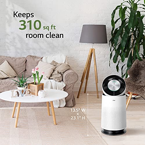 LG PuriCare 360-Degree Single Air Purifier with Clean Booster, ThinQ Wi-Fi and Voice Control (AS330DWR0), 310 sq. ft, White