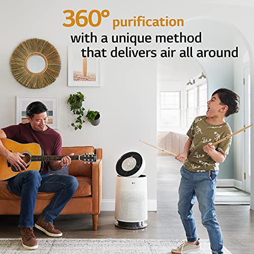 LG PuriCare 360-Degree Single Air Purifier with Clean Booster, ThinQ Wi-Fi and Voice Control (AS330DWR0), 310 sq. ft, White