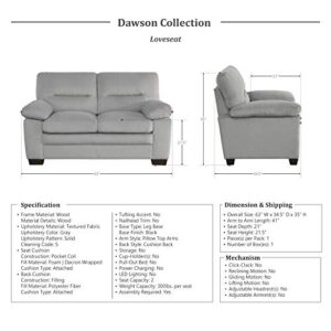 Lexicon Dawson Living Room Loveseat, Gray