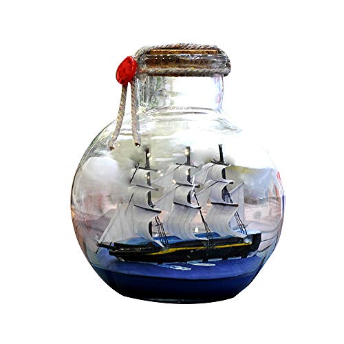 LAMF Drift Bottle Decor, Sailing Boat in Wishing Bottle Glass Cork Bottles, Pirate Ship in a Bottle Kit Handicraft Nautical Home Decorations Gifts Crafts, Large, (20WHEXRNI2047493C)