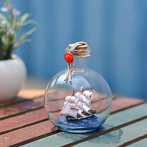 LAMF Drift Bottle Decor, Sailing Boat in Wishing Bottle Glass Cork Bottles, Pirate Ship in a Bottle Kit Handicraft Nautical Home Decorations Gifts Crafts, Large, (20WHEXRNI2047493C)