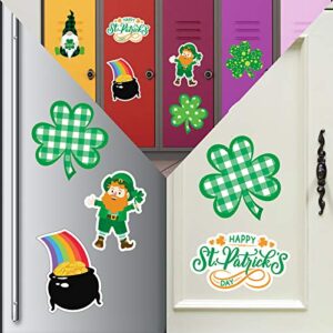 40 Pieces St. Patrick's Day Cut-Outs Irish Paper Cut-Outs with 80 Glue Point Dots Gnome Leprechaun Shamrock Cut-Outs for St. Patrick's Day Party Home Classroom Bulletin Board Decorations, 10 Designs