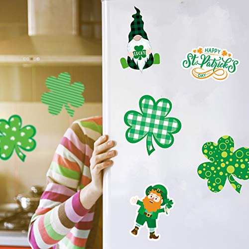 40 Pieces St. Patrick's Day Cut-Outs Irish Paper Cut-Outs with 80 Glue Point Dots Gnome Leprechaun Shamrock Cut-Outs for St. Patrick's Day Party Home Classroom Bulletin Board Decorations, 10 Designs