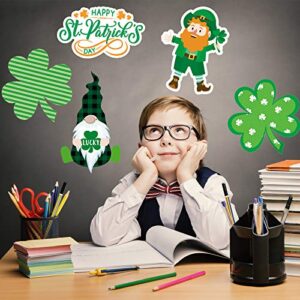 40 Pieces St. Patrick's Day Cut-Outs Irish Paper Cut-Outs with 80 Glue Point Dots Gnome Leprechaun Shamrock Cut-Outs for St. Patrick's Day Party Home Classroom Bulletin Board Decorations, 10 Designs