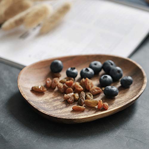 qiguch66 Plate,Wooden Round Pastry Serving Plate Rectangle Food Dish Dried Fruit Tray Tableware - 5